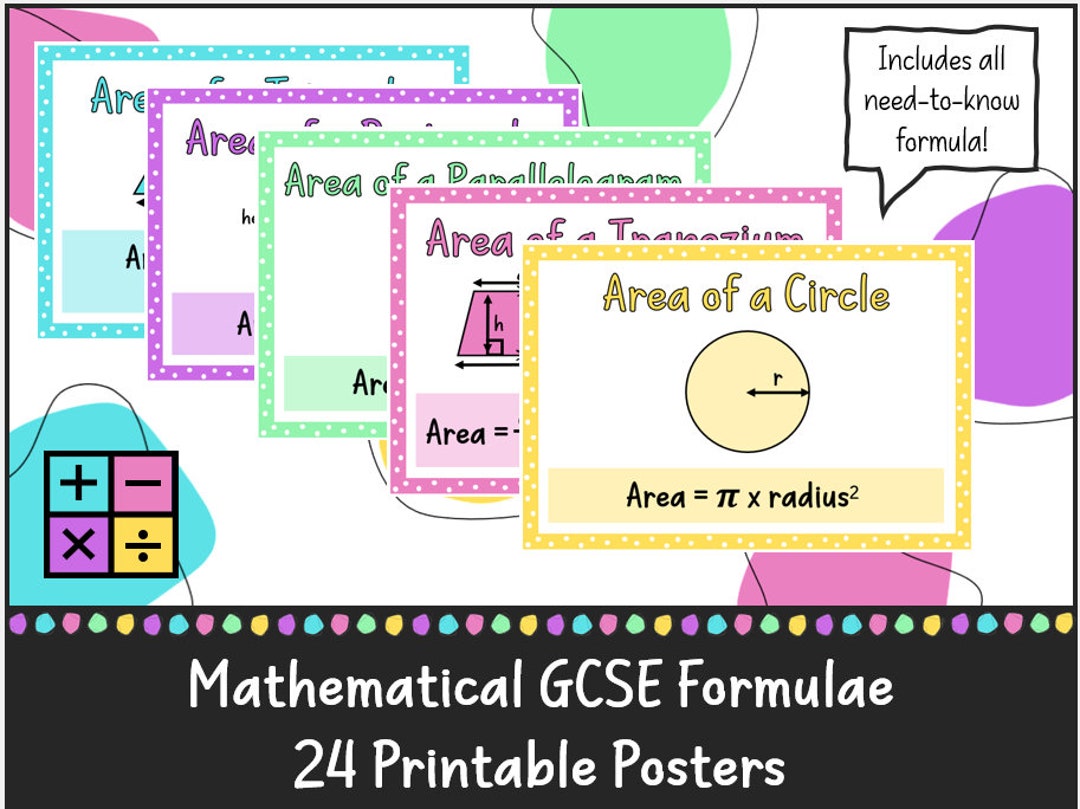 Maths Key Formula Cards, Secondary Maths School Resources, Mathematics ...