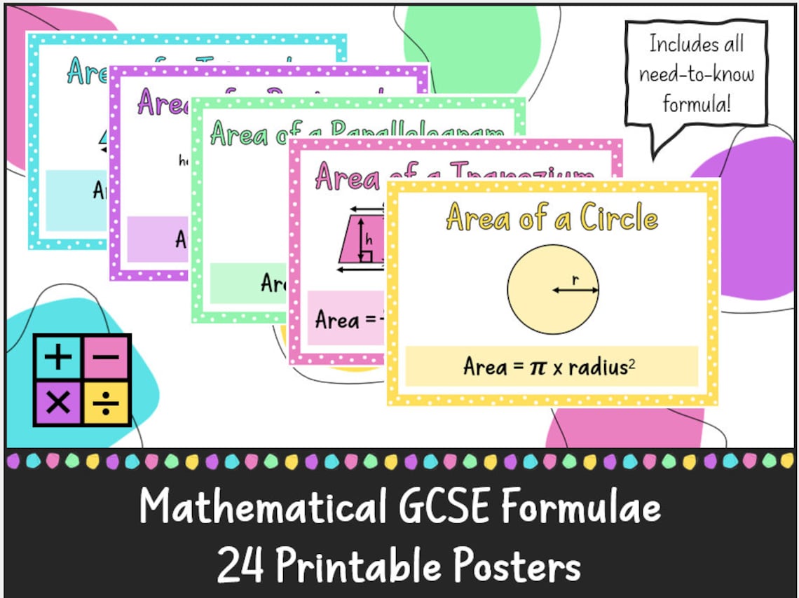Maths Key Formula Cards, Secondary Maths School Resources, Mathematics ...