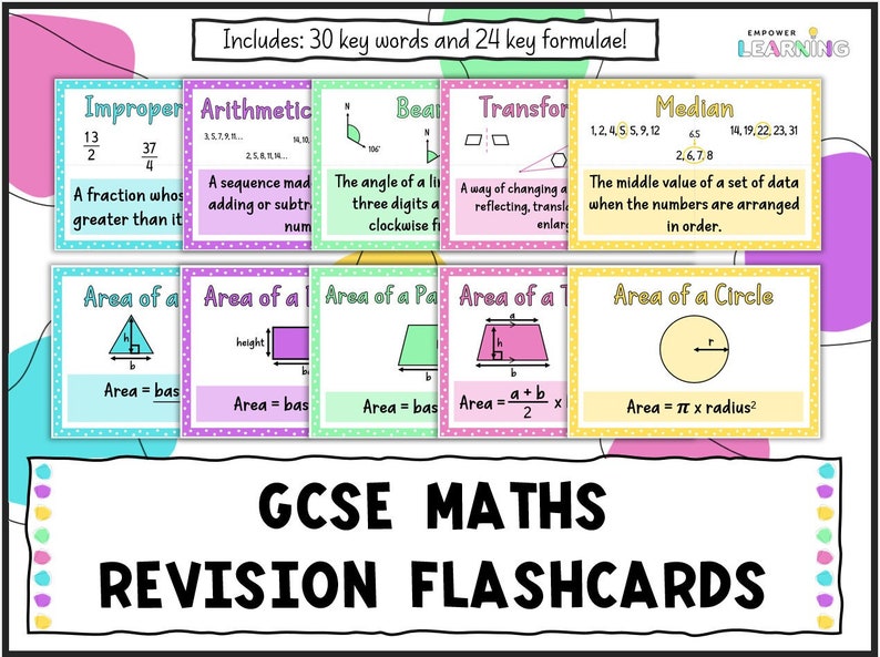 GCSE Maths Revision Flashcards, Printable Key Formulae Cards, Secondary ...