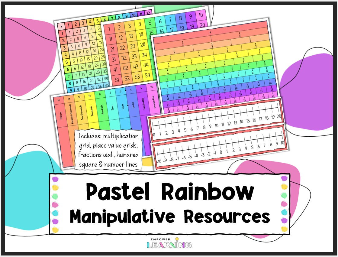 Pastel Rainbow Classroom Manipulatives, EYFS, KS1 and KS2 Teacher ...