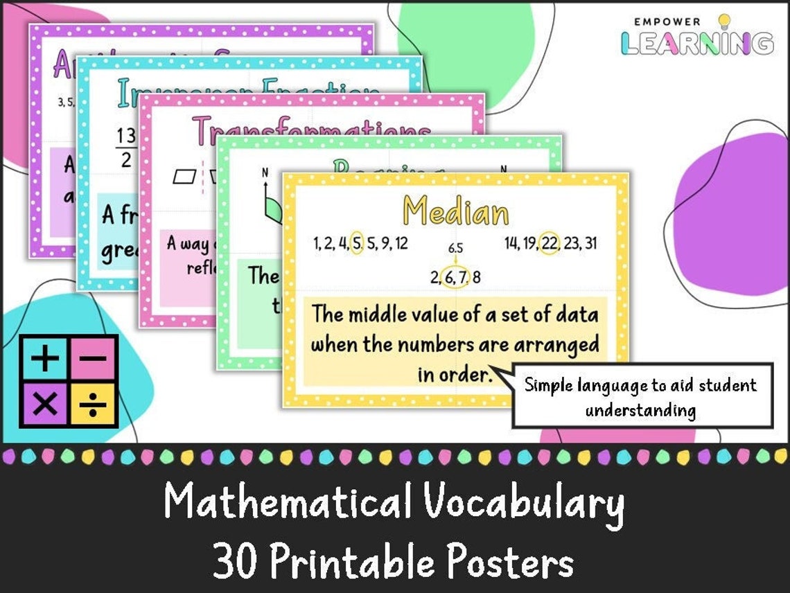 Maths Vocabulary Word Wall, Secondary Maths School Resources ...