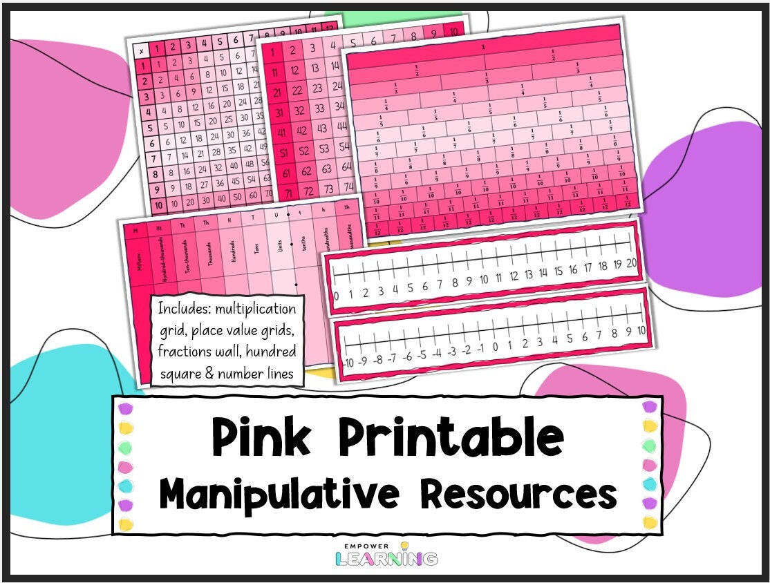 Pink Classroom Manipulatives, Resources for Elementary Schools, Primary ...