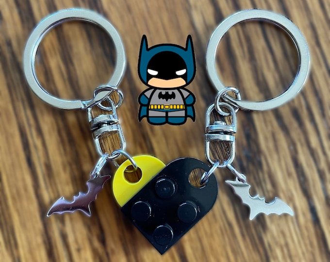 Batman Matching Lego Heart Keychain - Etsy