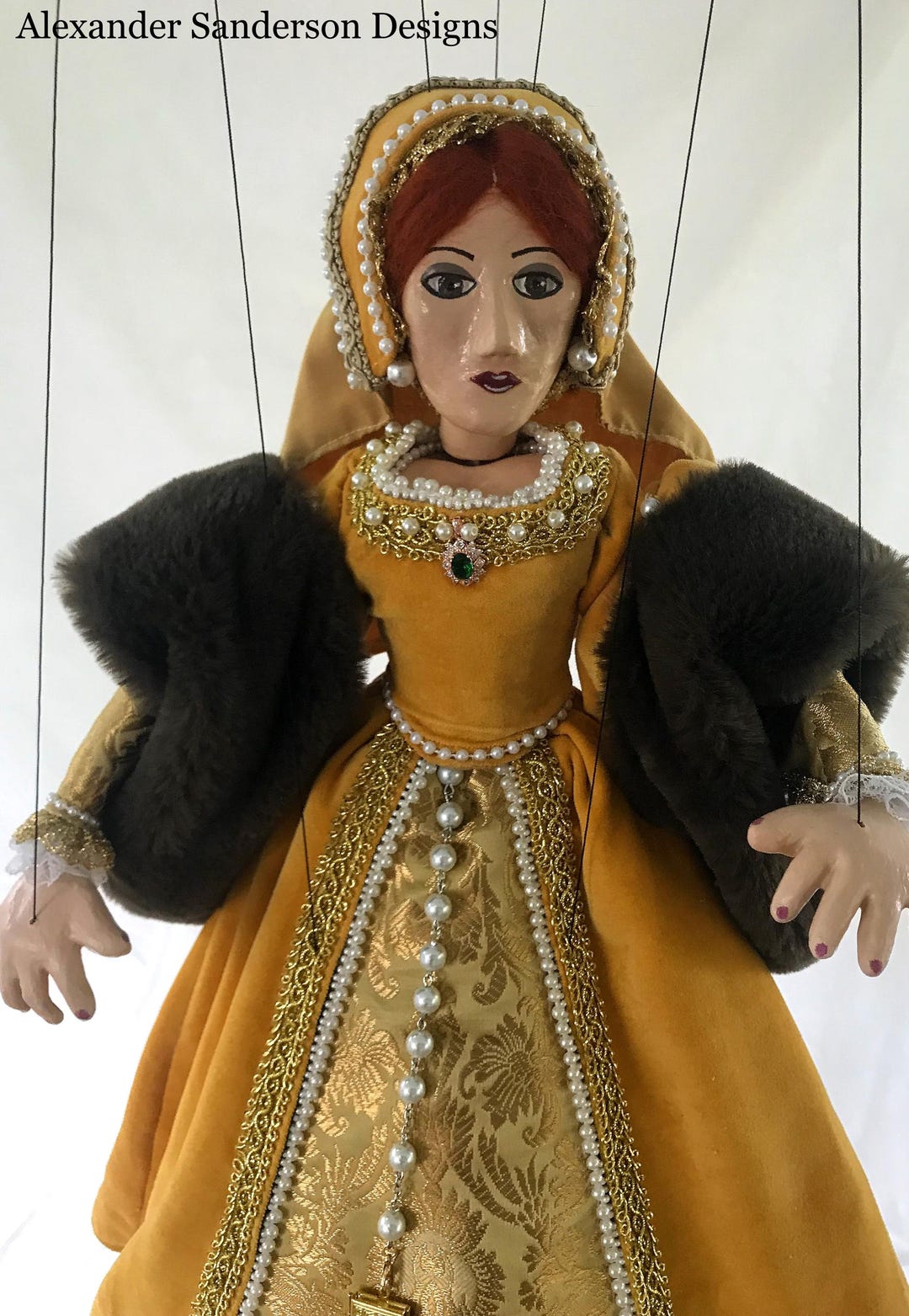 A Hand-made, Marionette Puppet - Styled as Tudor Queen, Katherine ...