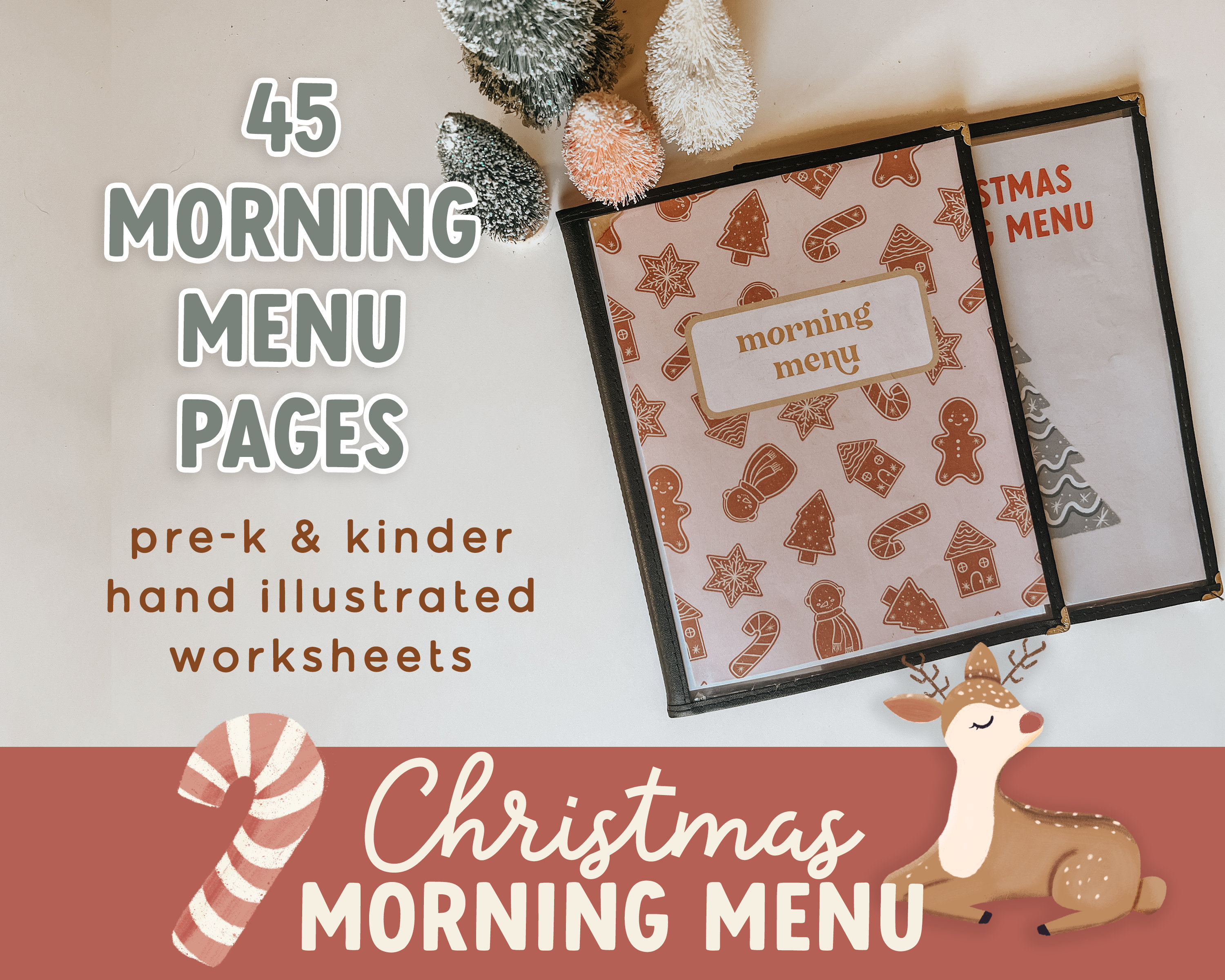 Christmas Morning Menu, Pre K & Kinder Hand Illustrated Worksheets for ...