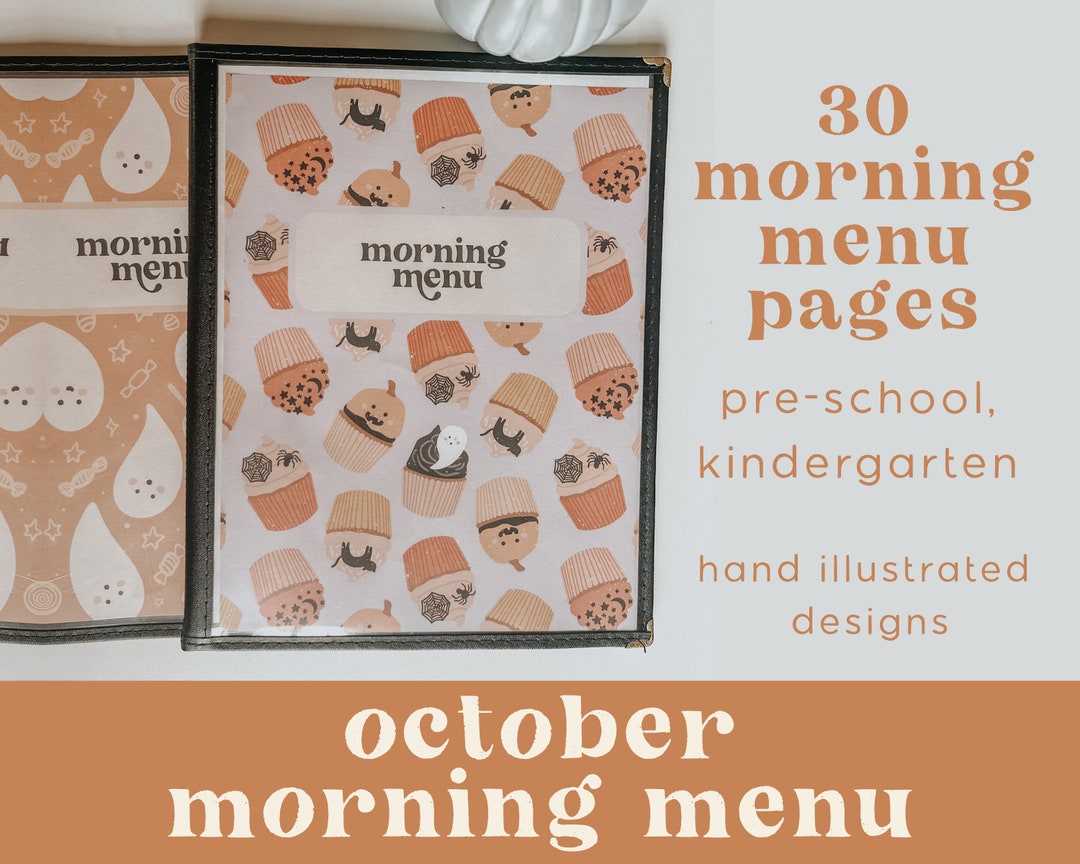 Halloween Morning Menu: Pre-k & Kinder Activities Downloadable! Hand ...