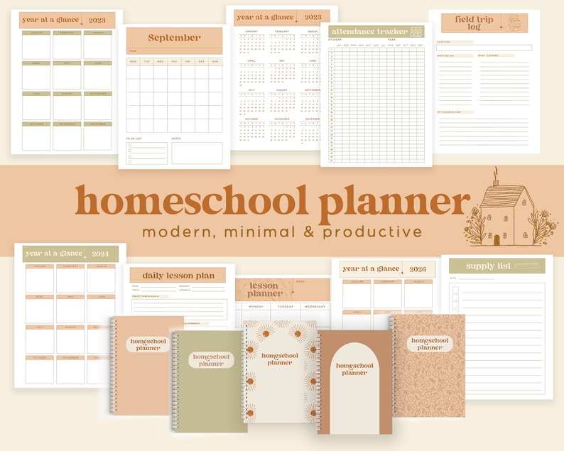 Homeschool Planner BUNDLE | Printable Planner | Minimal Design - Etsy