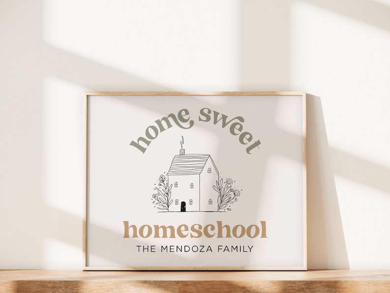 Home Sweet Homeschool Sign Homeschool Printable Wall Art Family Name ...