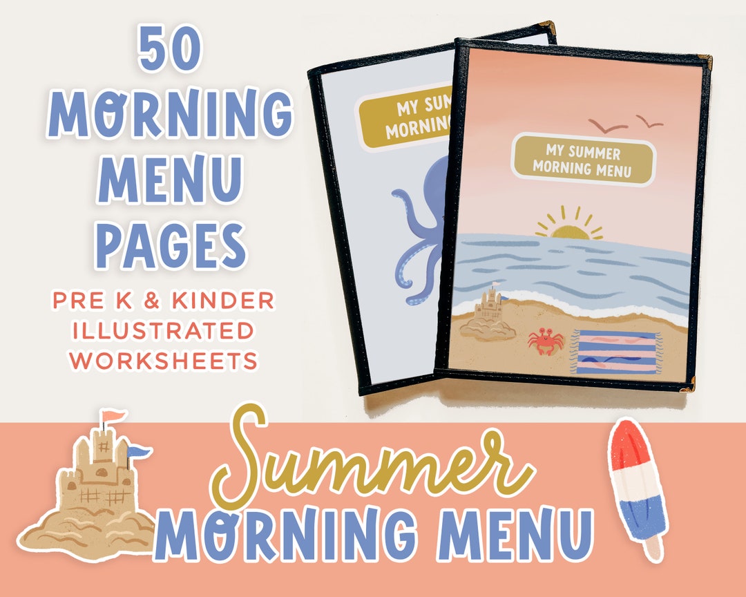 Summer Themed Morning Menu, 50 Worksheets, Pre-school and Kindergarten ...