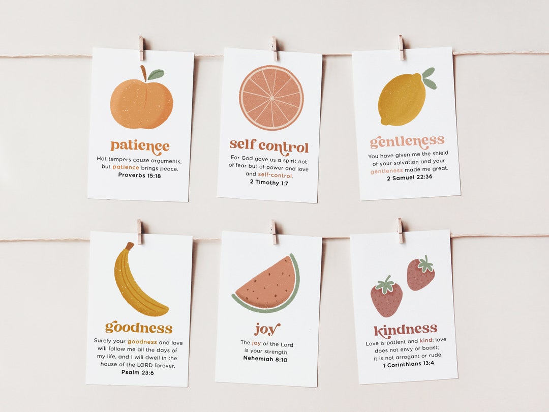 Fruit of the Spirit Flash Cards | Digital Printable Modern Illustration ...