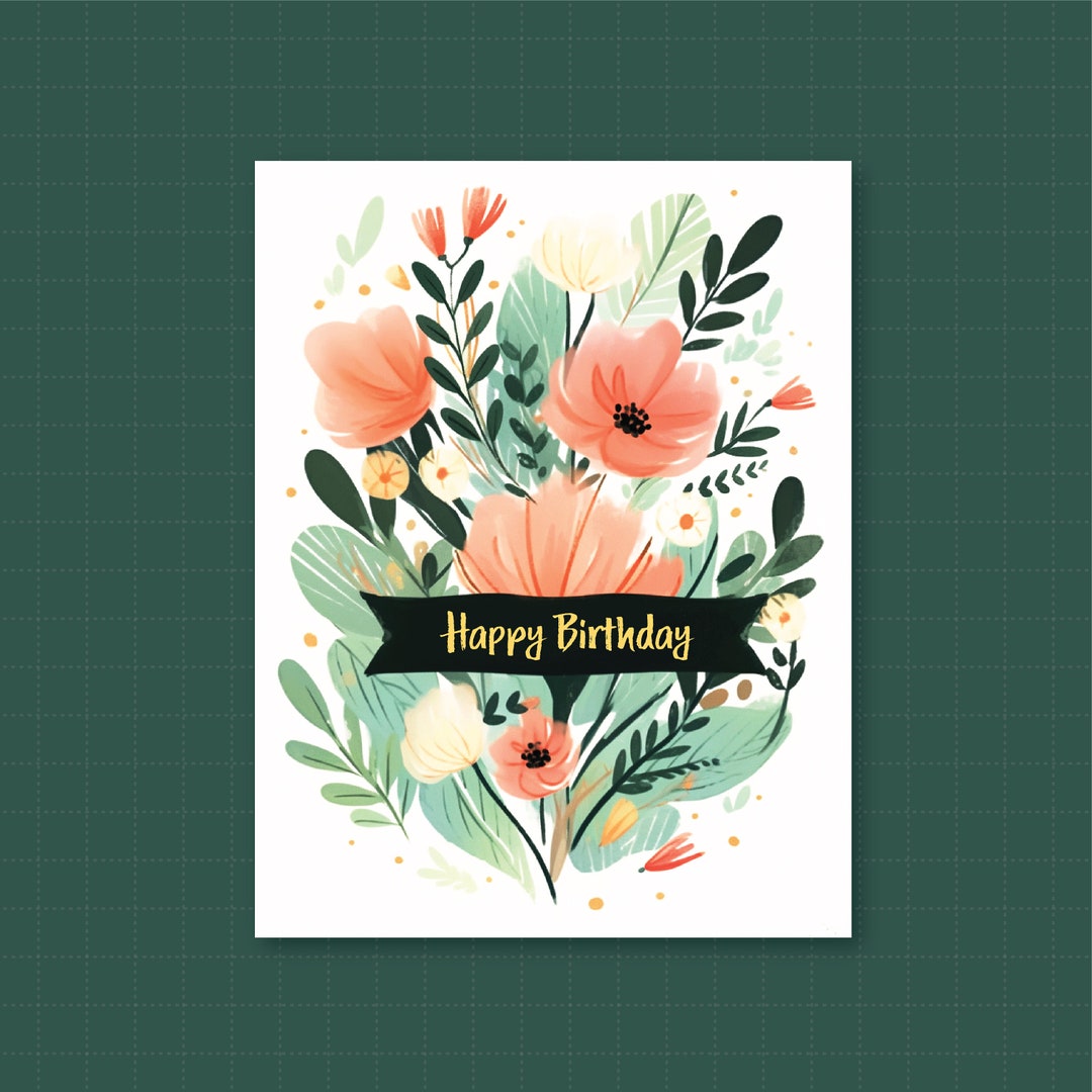 Flower Bouquet, Birthday Cards, Greeting Cards, for Her, Flower Cards ...