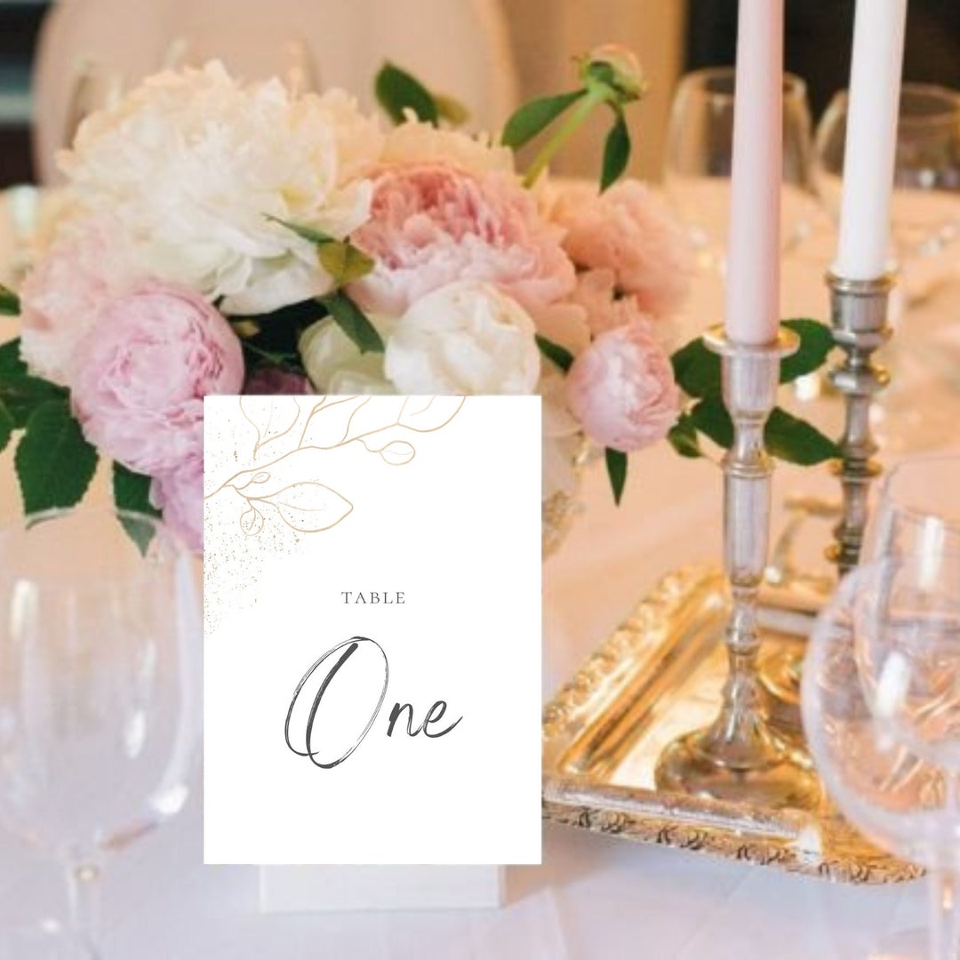 Gold & White Wedding Table Cards (1-20) - Etsy
