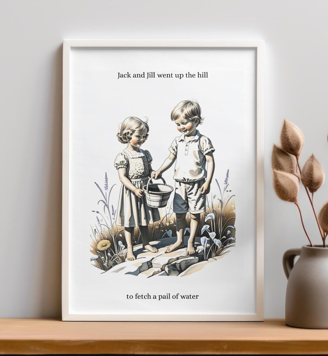 Vintage Nursery Rhyme Art | Vintage Nursery Print | Jack and Jill ...