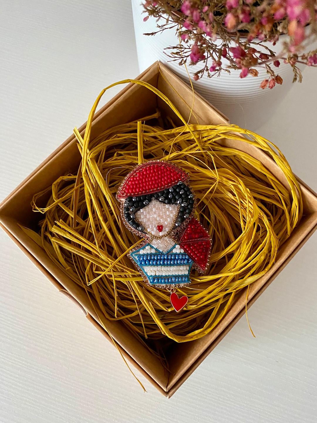 Ladys Face Beaded Brooch/pin. French Woman Beaded Brooch - is a Great ...