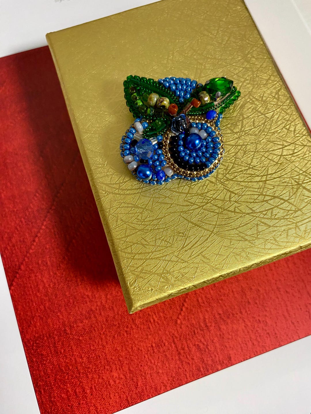 Blueberry Beaded Brooch/pin - Small Perfect Accessory for Clothing ...