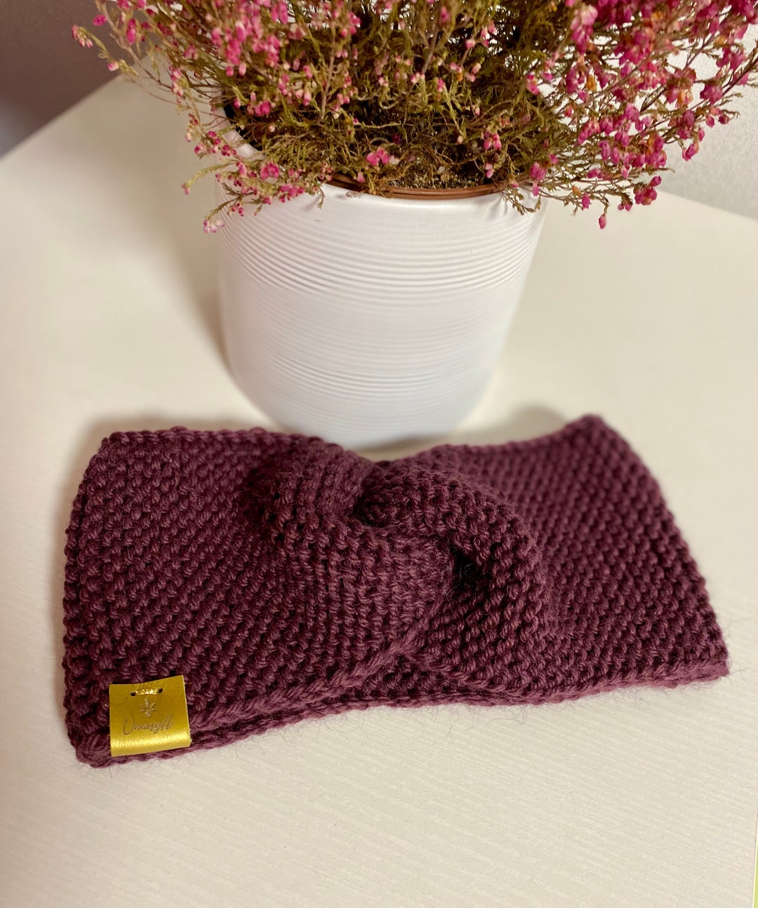 Rich Plum Narrow Headband - Cozy Accessory for Mild Winter, Autumn ...