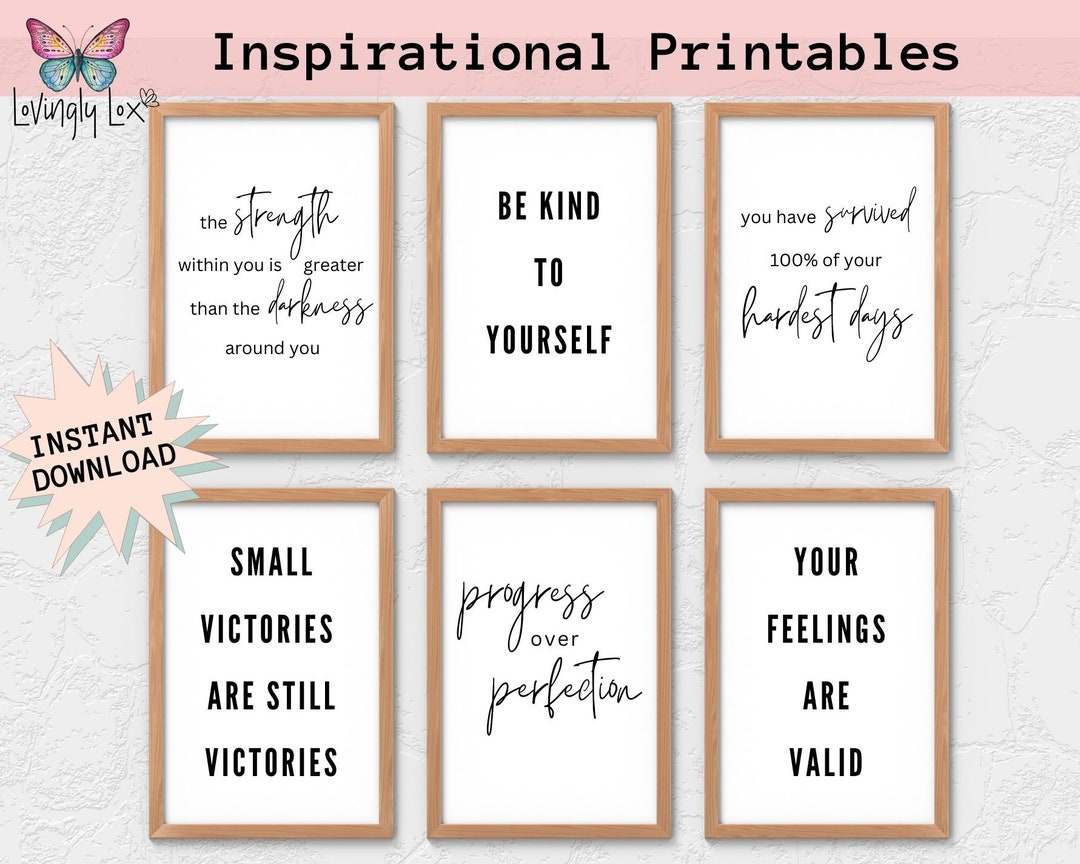Motivational Poster Bundle, Set of 6 Printable Inspirational Wall Decor ...