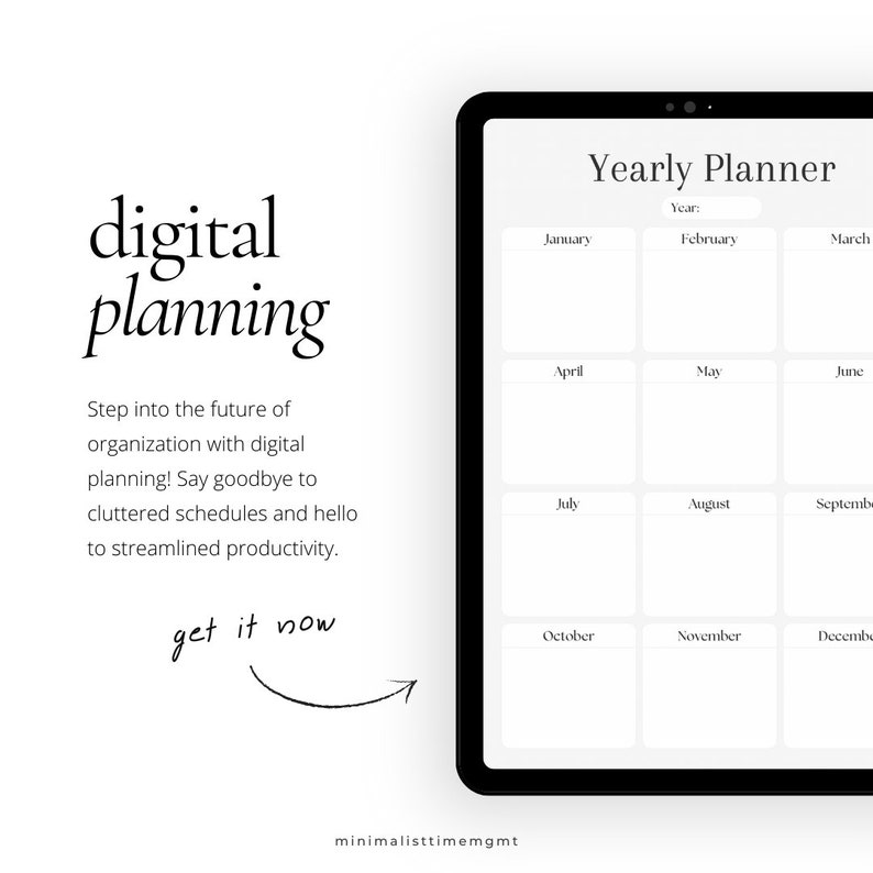 Yearly Planner | Template | Minimalist | Digital Planner | Adhd Planner ...