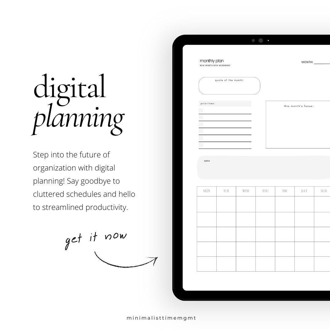 Printable Monthly Planner | Monthly Productivity Planner | Monthly ...