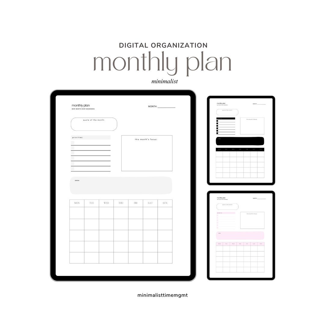 Printable Monthly Planner | Monthly Productivity Planner | Monthly ...