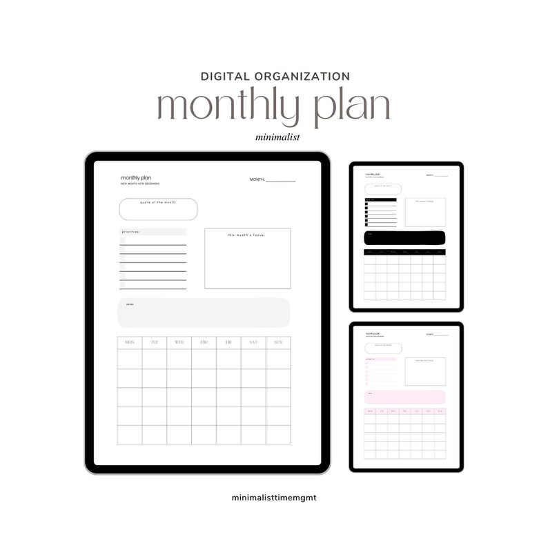 Printable Monthly Planner | Monthly Productivity Planner | Monthly ...