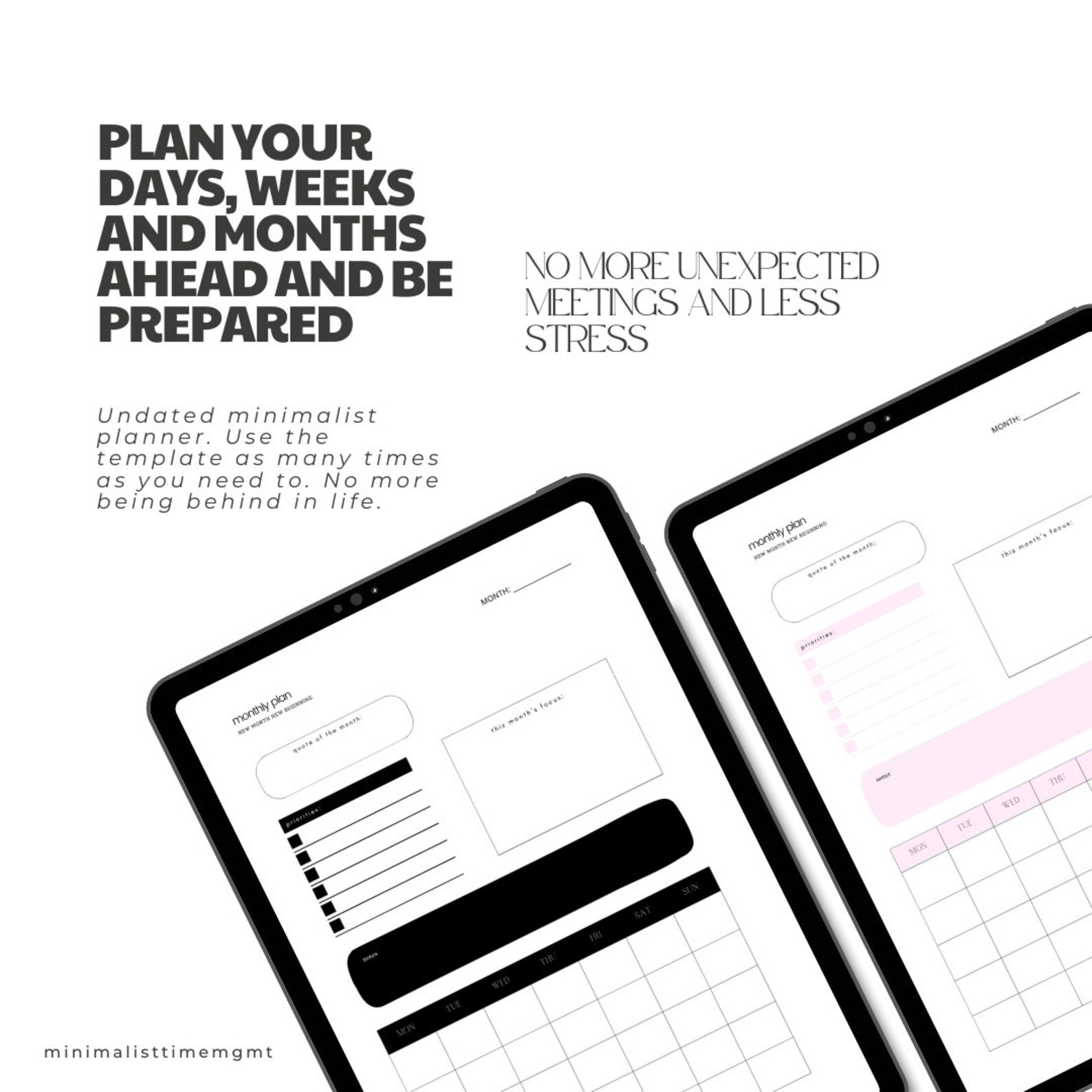 Printable Monthly Planner | Monthly Productivity Planner | Monthly ...