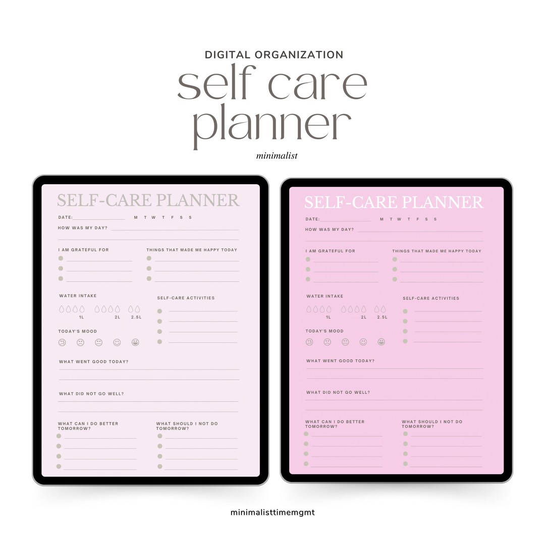 Digital Self Care Planner Undated Minimalist Digital Planning 2024 ...