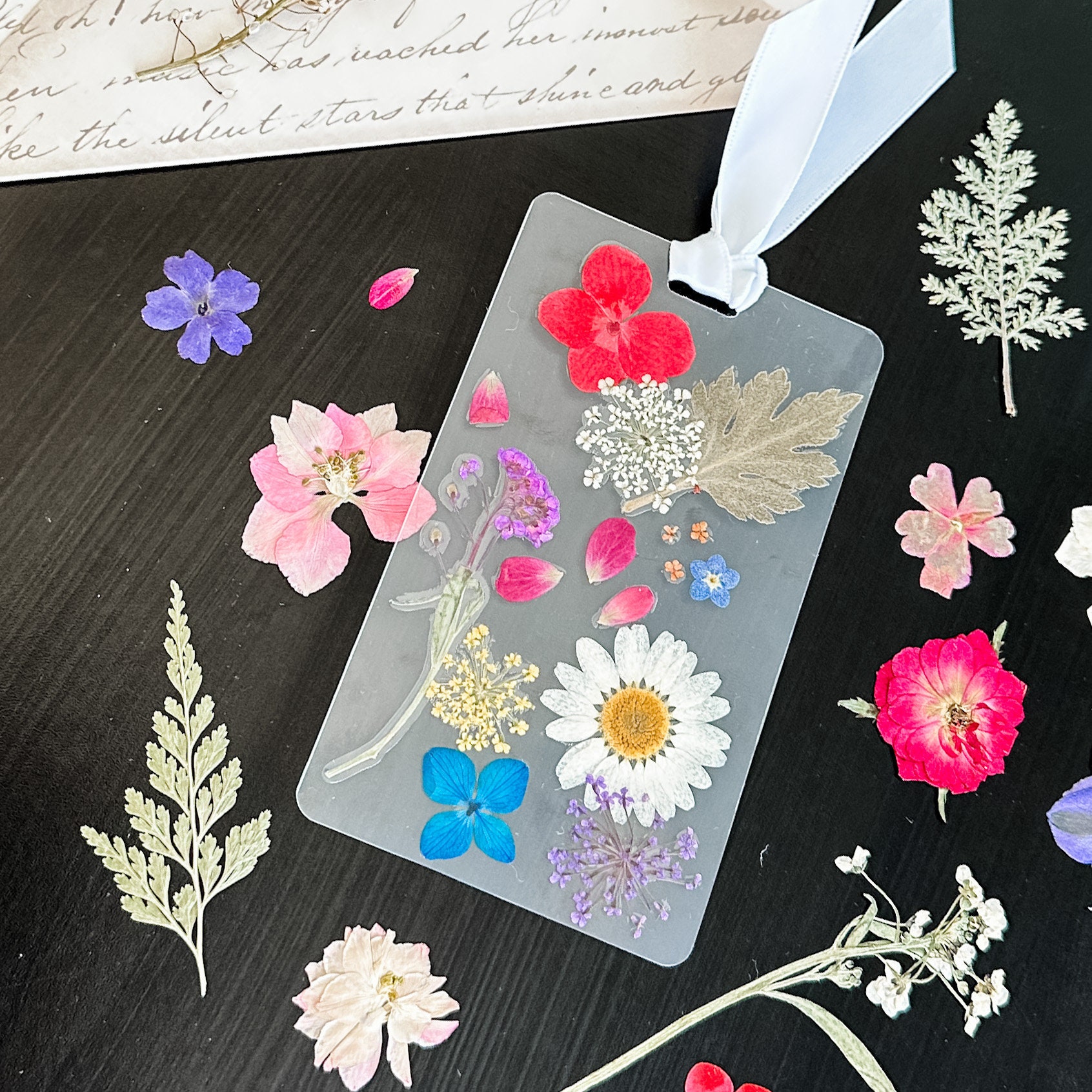 Gift Tag Label Name Tag Laminated Pressed Flower Real Dried Flowers ...