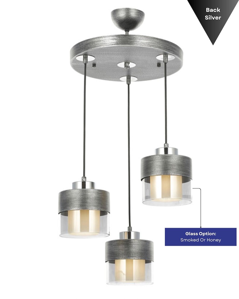Modern Glass Pendant Light With Color Options, Custom Metal Finish ...