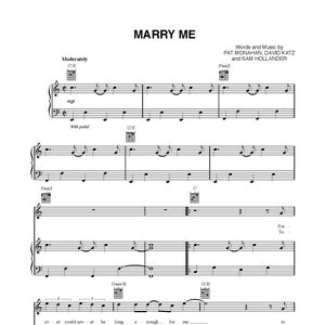 Train Marry Me Sheet Music, Wedding Song Printable, Romantic Music ...
