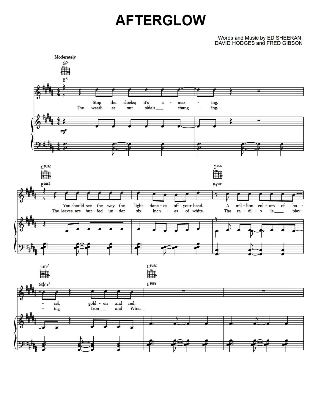 Ed Sheeran Afterglow Sheet Music Instant Download Piano - Etsy