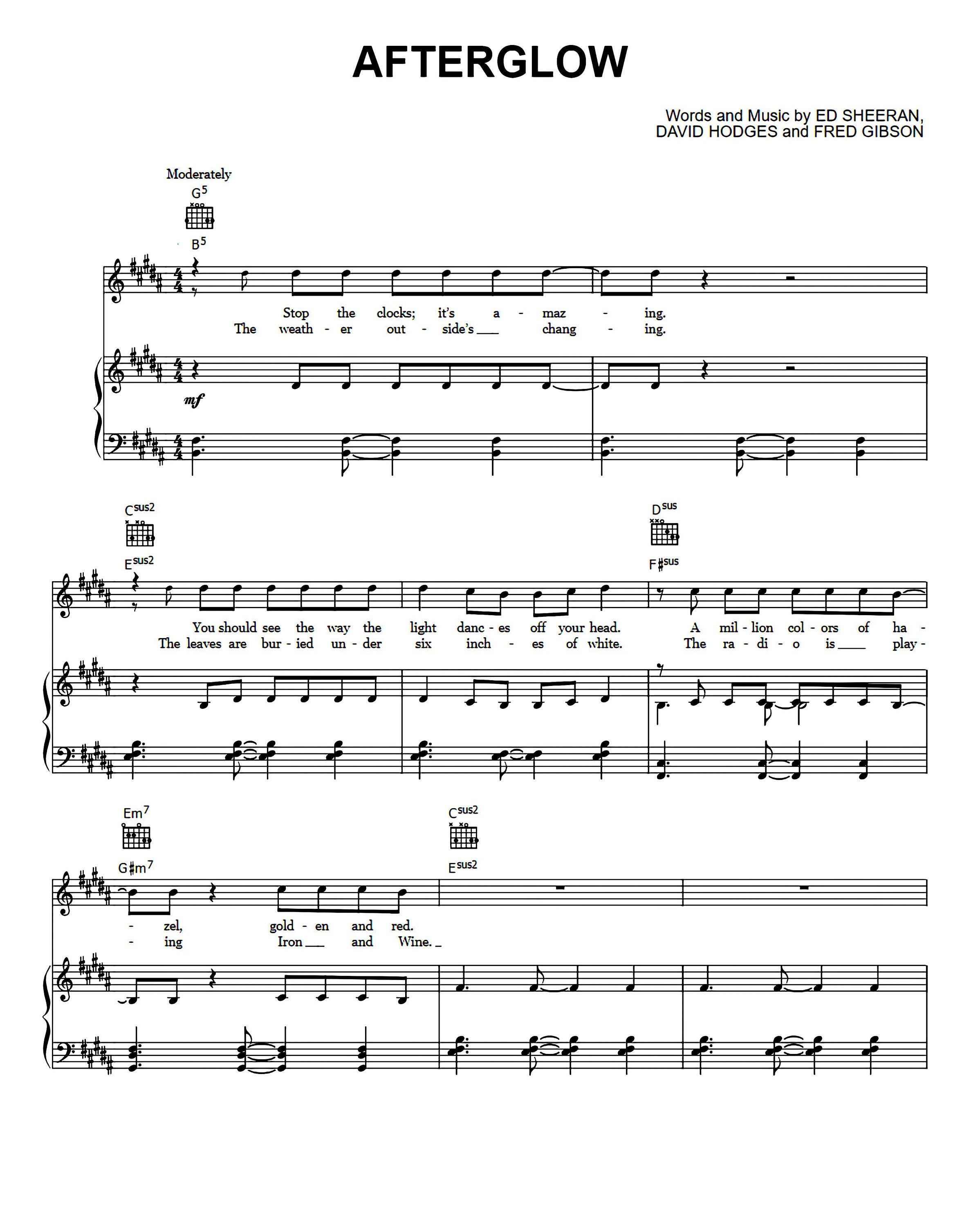 Ed Sheeran Afterglow Sheet Music Instant Download Piano - Etsy