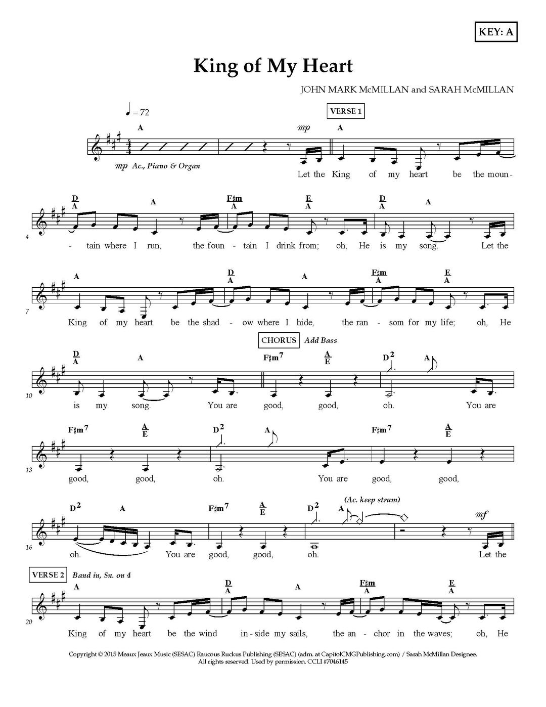 Bethel Music King of My Heart Piano Sheet Music Christian Worship Song ...