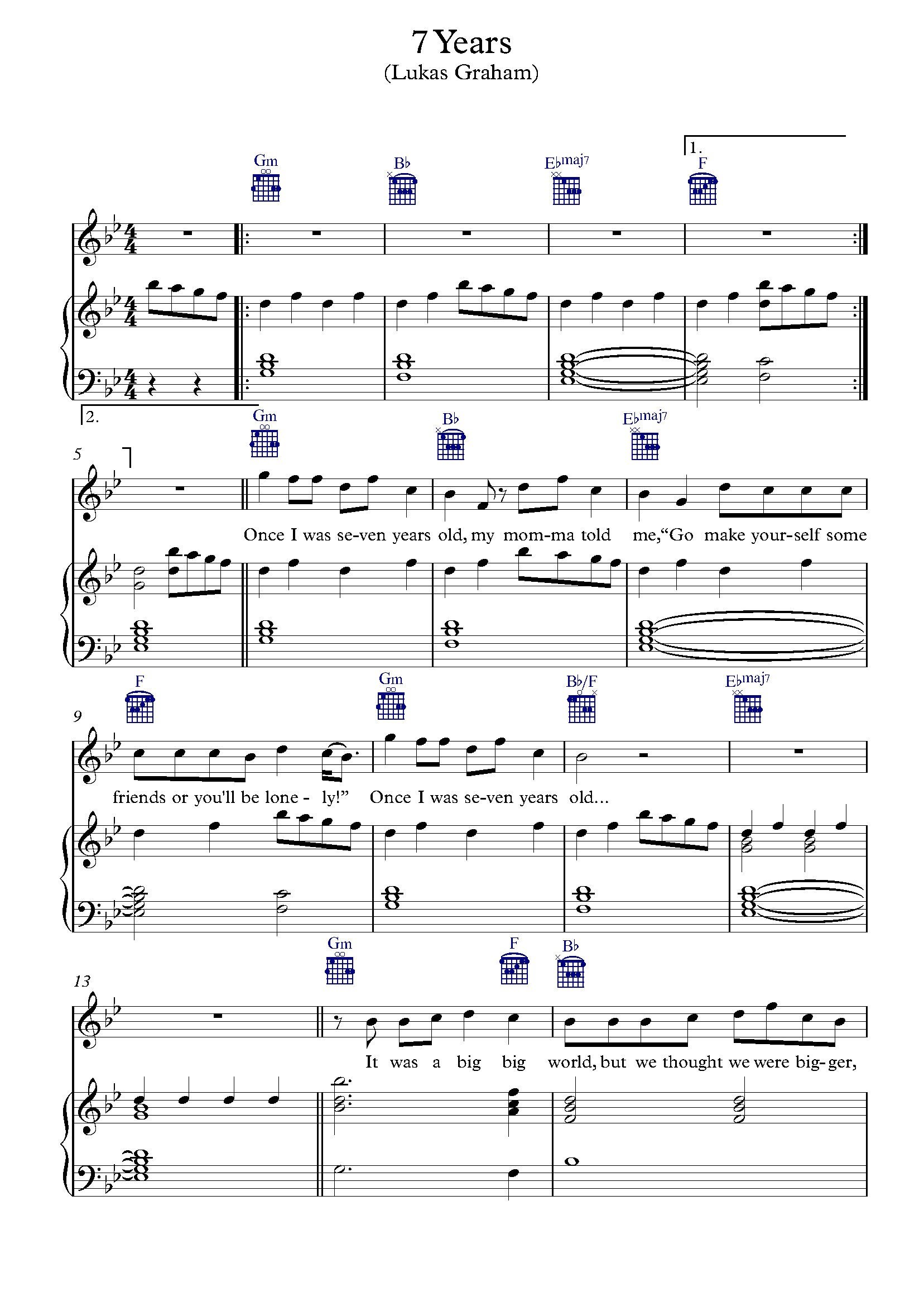Lukas Graham 7 Years Piano Sheet Music Digital Download Sheet Music for ...