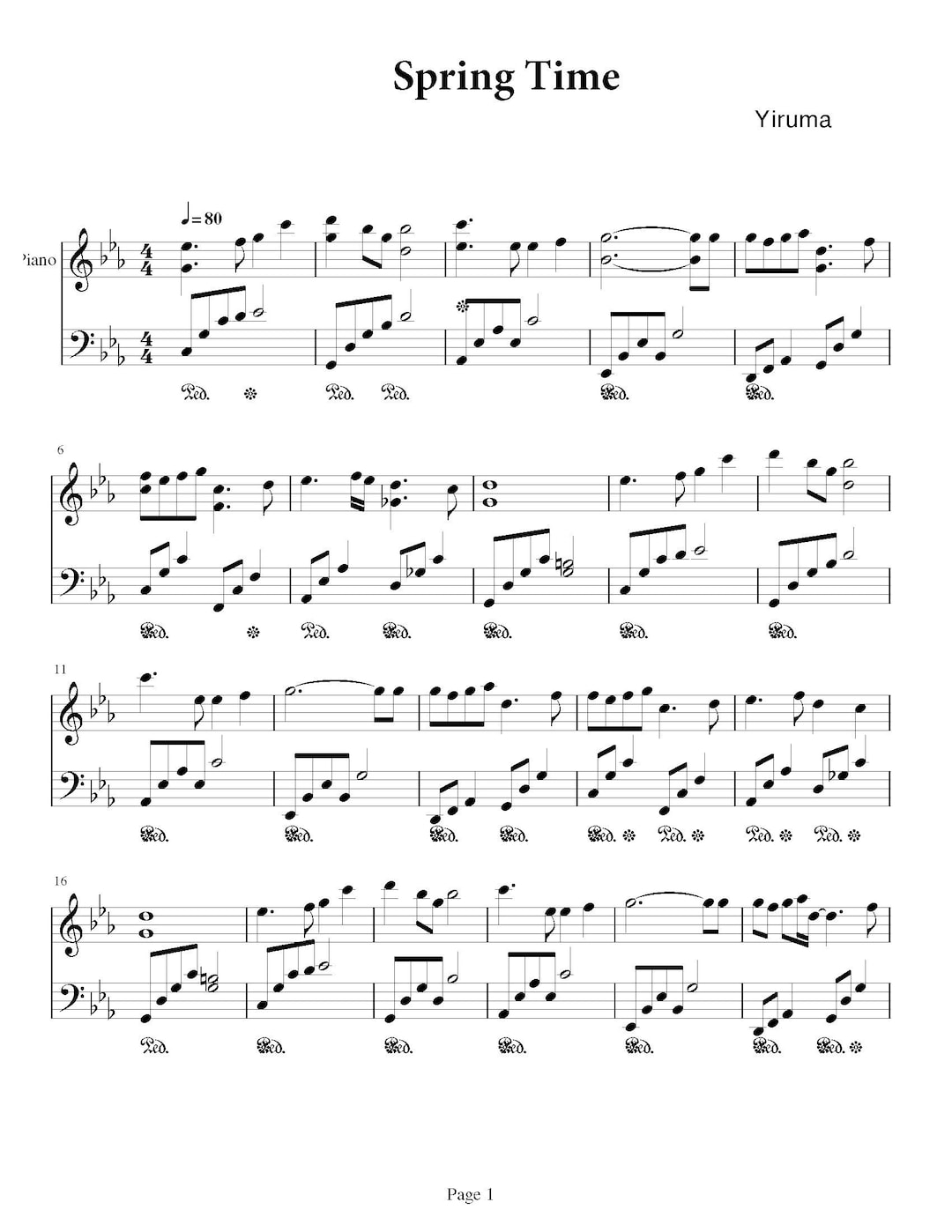 Yiruma Spring Time Piano Sheet Music Beautiful Instrumental Music Notes ...