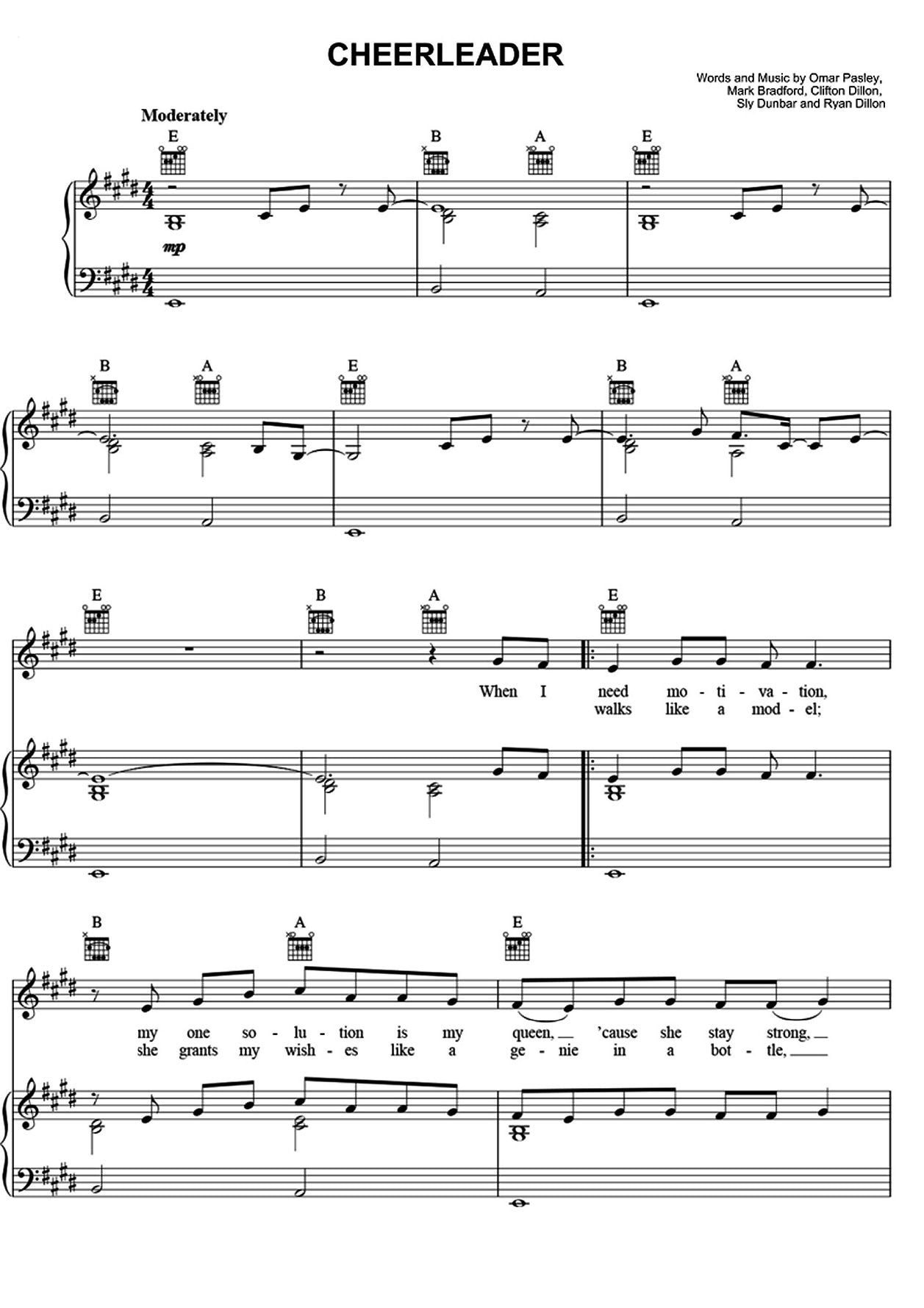 Omi Cheerleader Sheet Music Downloadable Pop Song Notes - Etsy