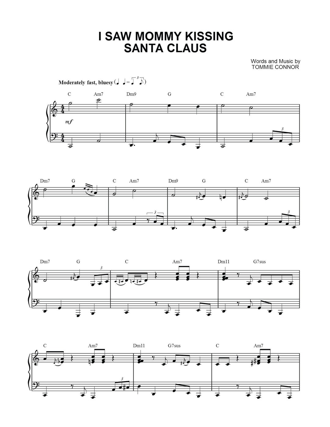 Jimmy Boyd I Saw Mommy Kissing Santa Claus, Christmas Sheet Music Piano ...