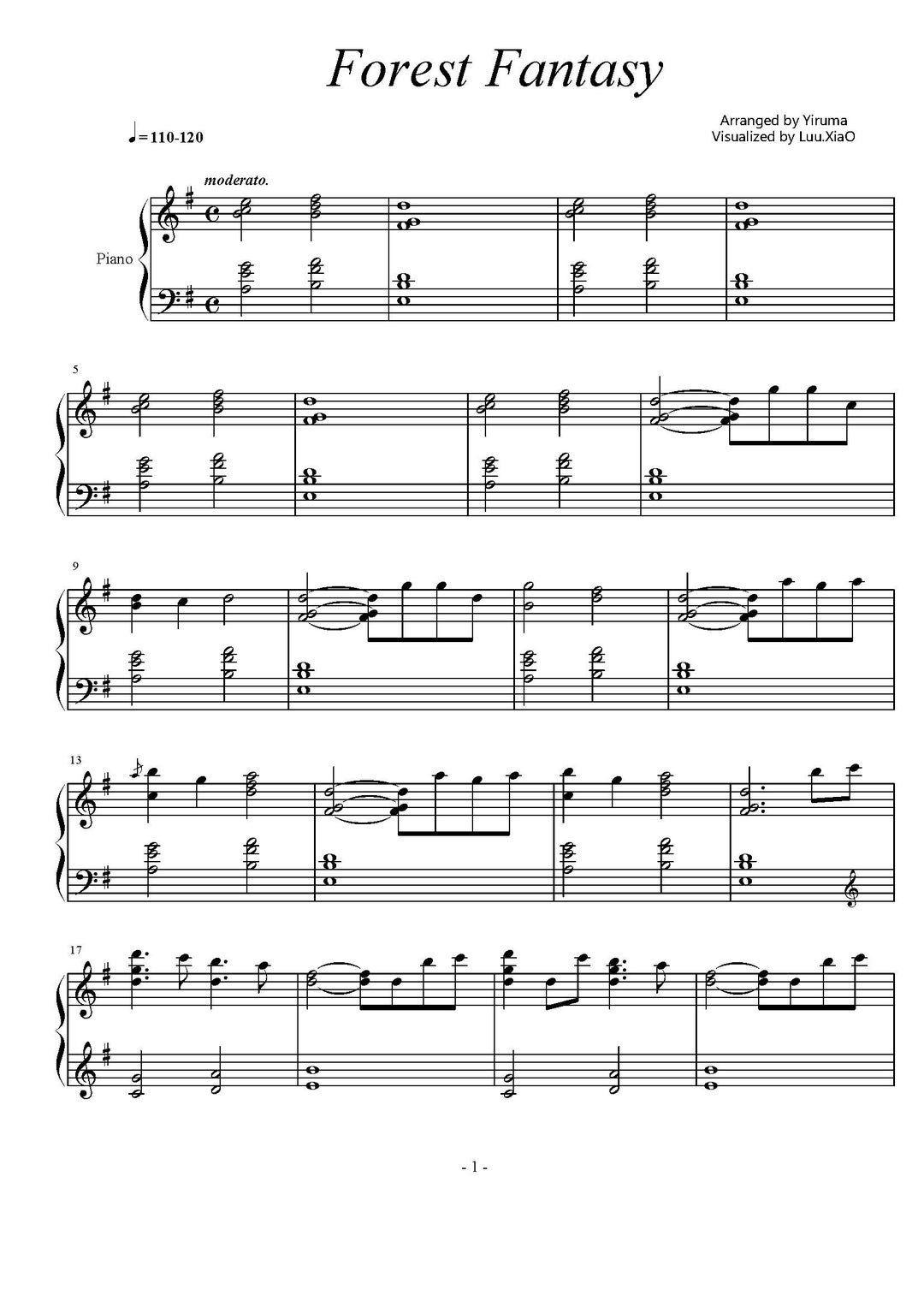 Yiruma Forest Fantasy Piano Sheet Music, Printable PDF, Instant ...