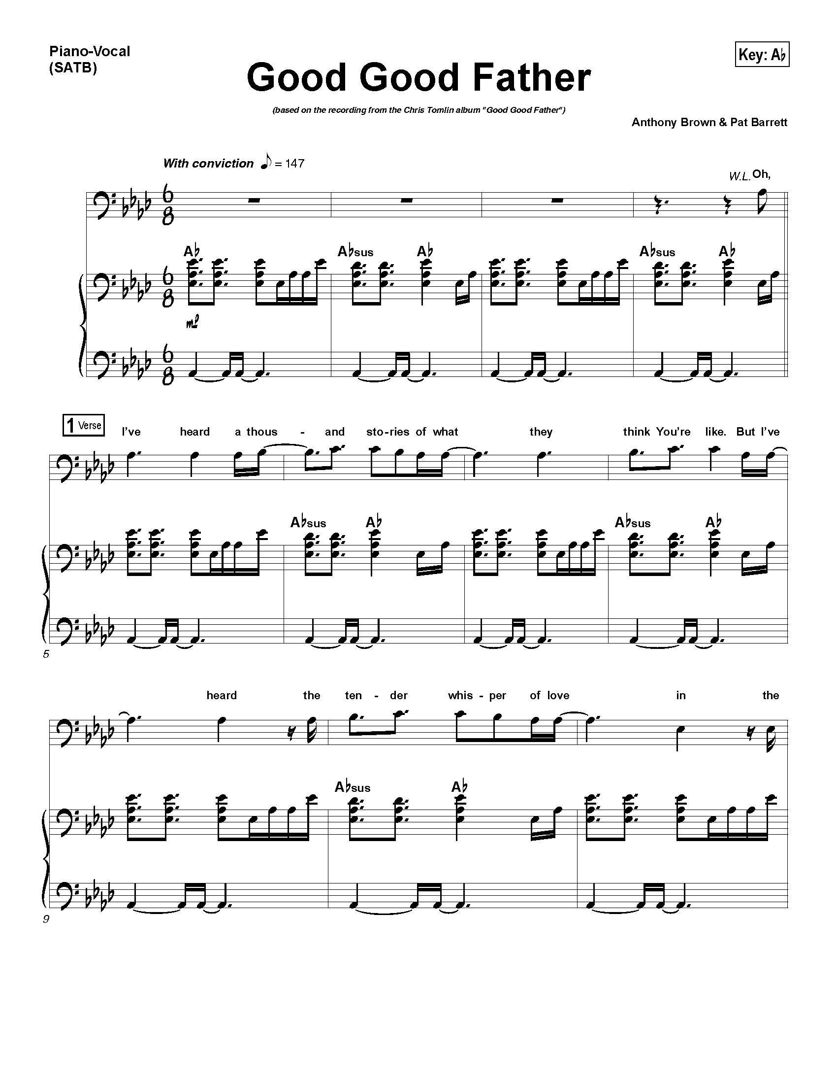 Chris Tomlin Good Good Father Sheet Music, Piano Solo, Digital PDF ...