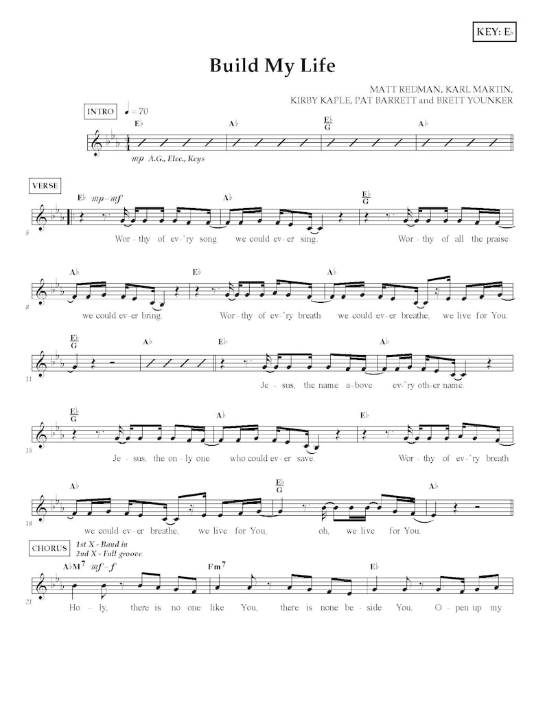 Pat Barrett Build My Life Sheet Music for Piano and Guitar Digital ...