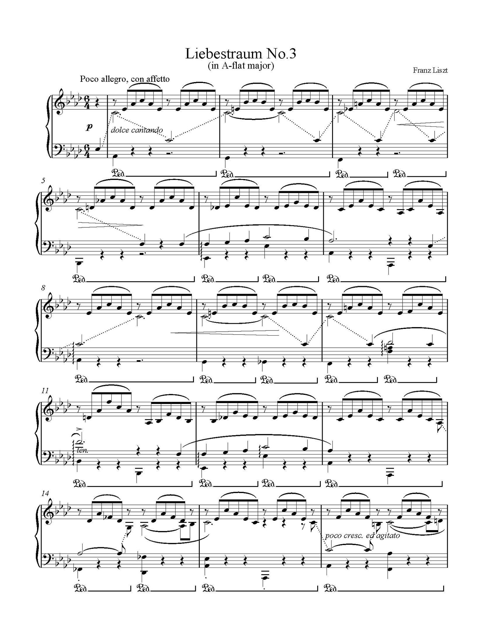 Franz Liszt Liebestraum No 3 Piano Sheet Music Romantic Classical Piano ...