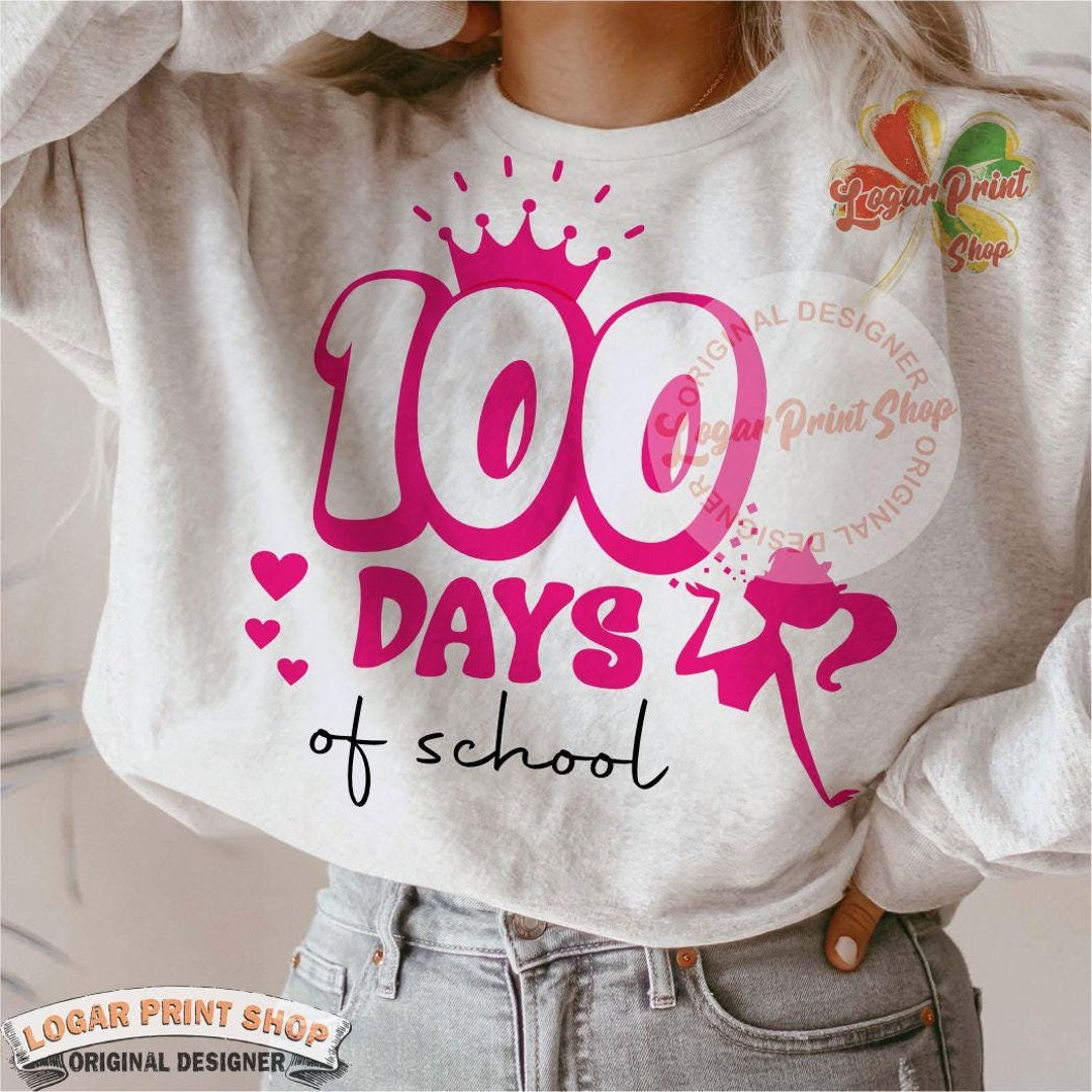 Pink Doll 100 Days of School PNG SVG, Pink 100th of School Png, Back to ...