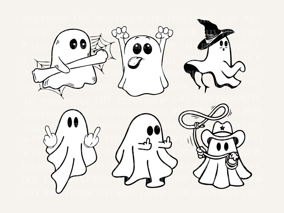 Halloween Ghost Svg | Cute Ghost Bundle of 6 | Cute Ghost Svg | Ghost ...