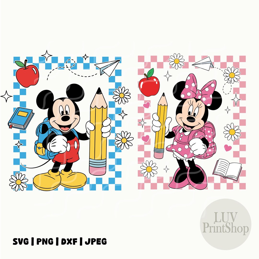 Back to School Mickeyy and Minnie Svg Bundle ,first Day of School Svg ...