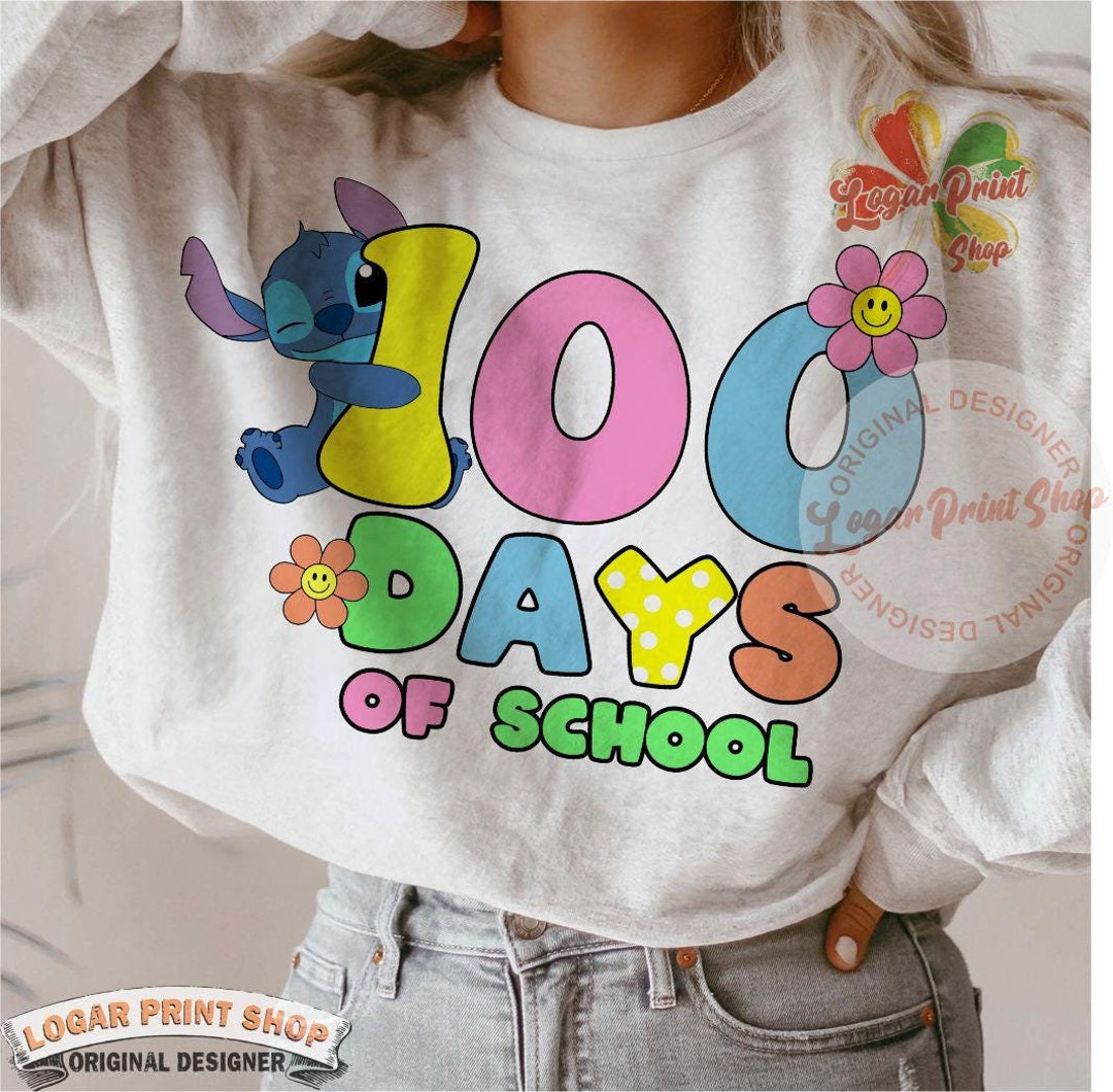 Stitch 100 Days of School Svg Png, Stitch Back to School Shirt Svg Png ...
