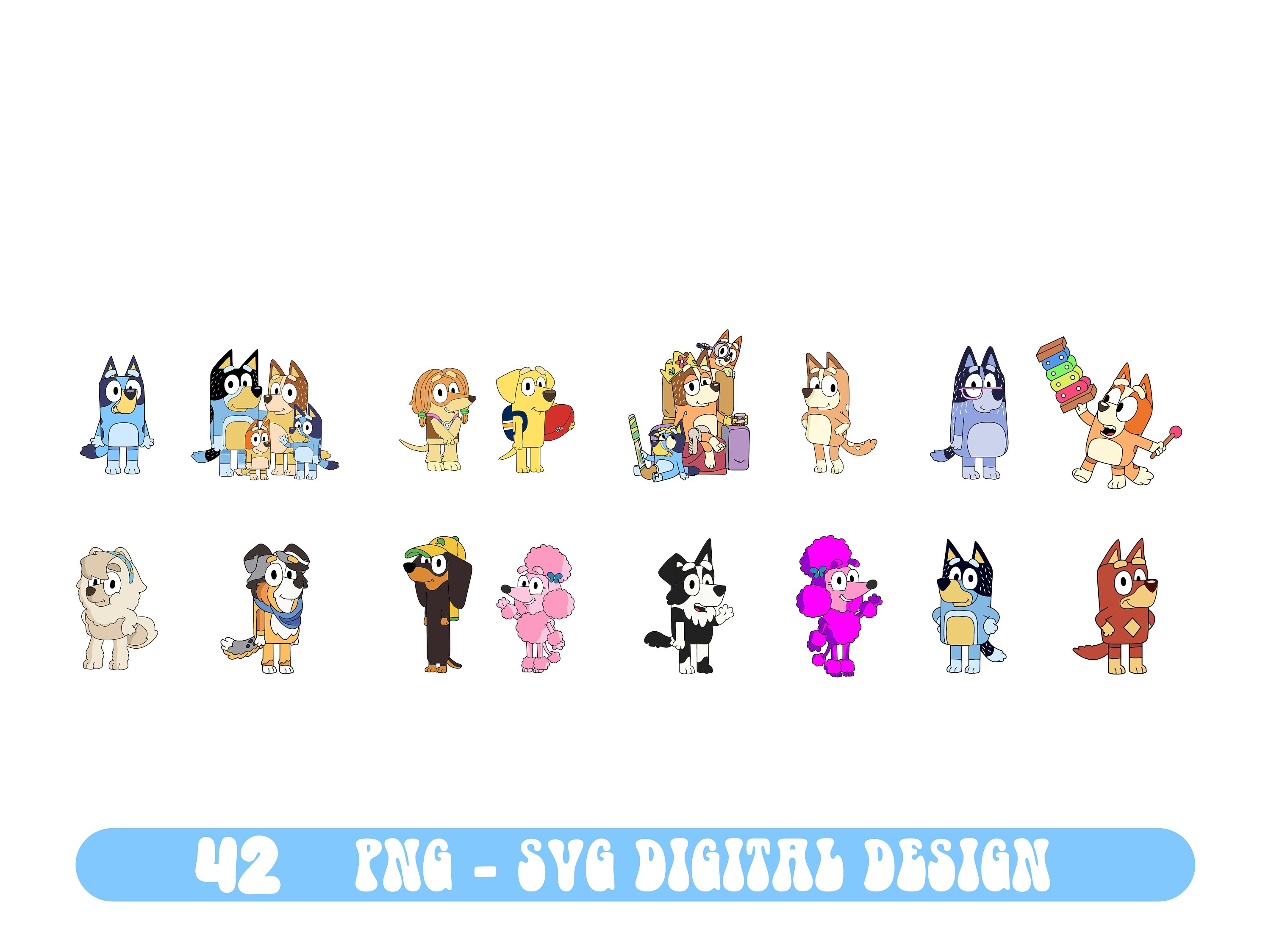 Bluey Bundle Svg Bluey Svg and Png Bluey Family Bundle Bluey and Bingo ...