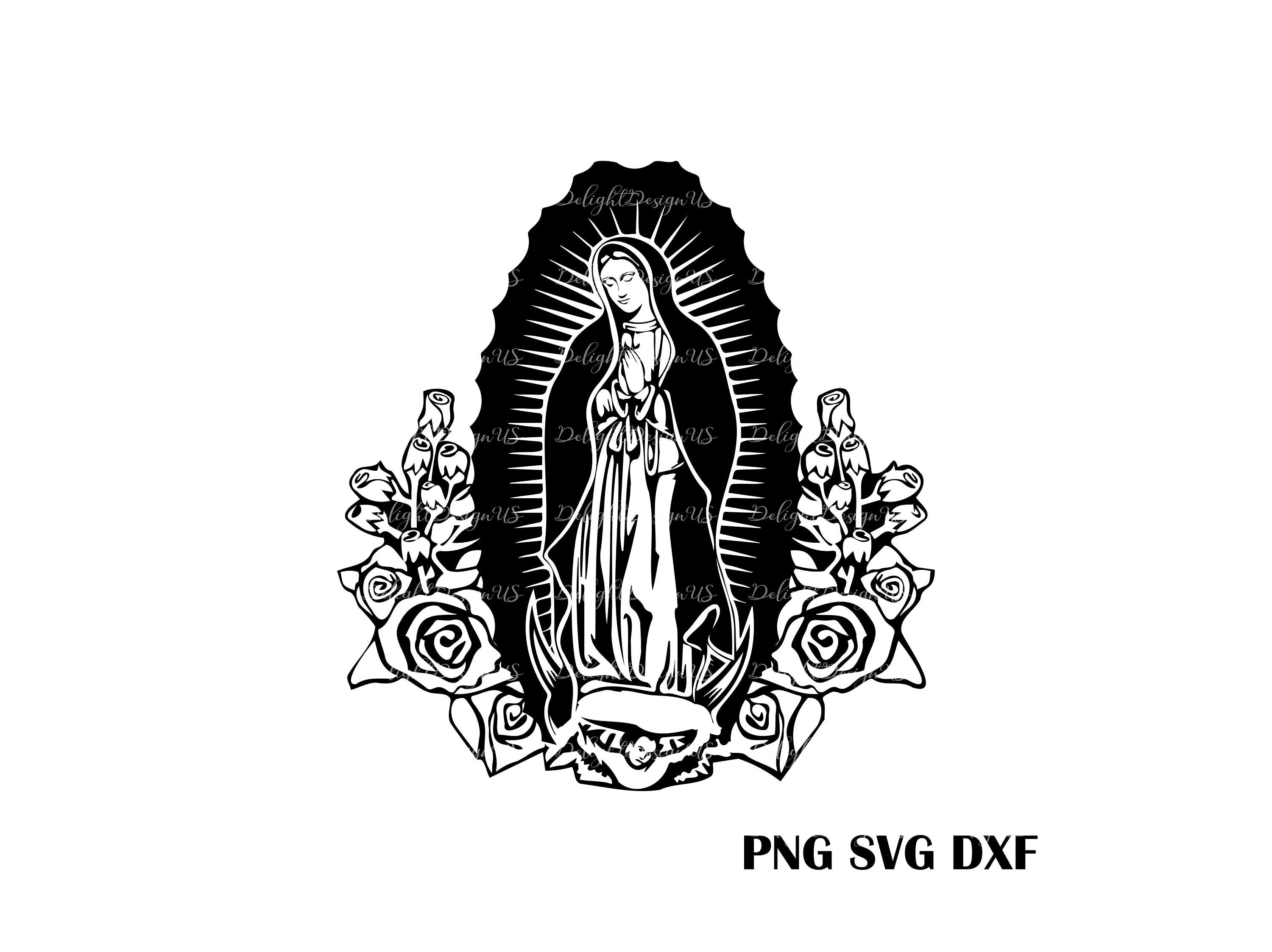 Virgen De Guadalupe SVG PNG File, Virgin Mary Flowers Svg, Mother Mary Svg, Lady Guadalupe ...