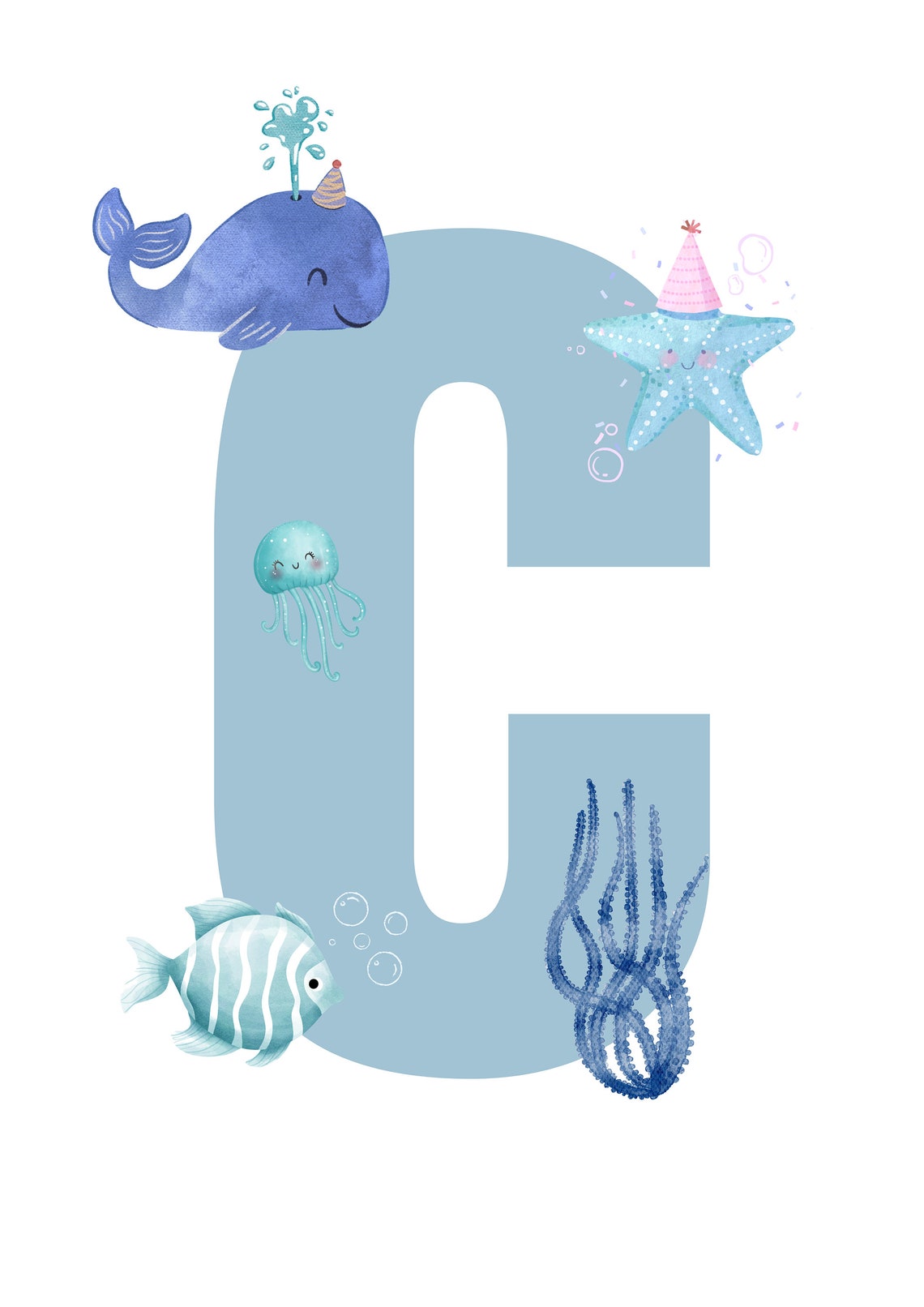Ocean Letter C PDF Print - Etsy
