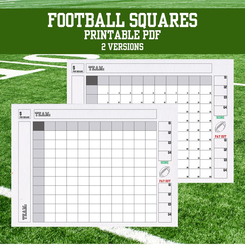 Football Super Bowl Square Game 2024, Super Bowl Boxes, Football ...