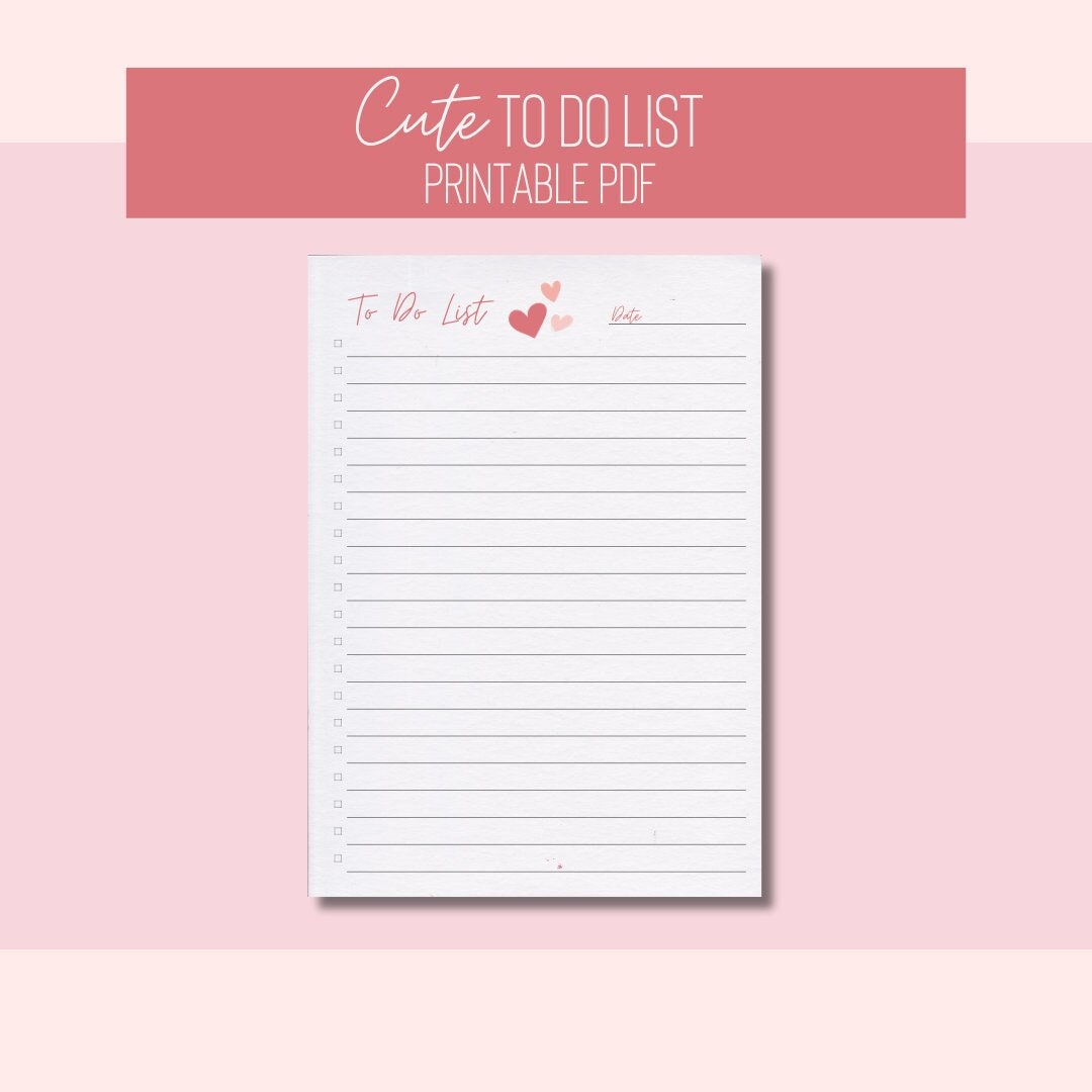Pink to Do List, Task List, Daily Task List, Simple Check List, Cute ...